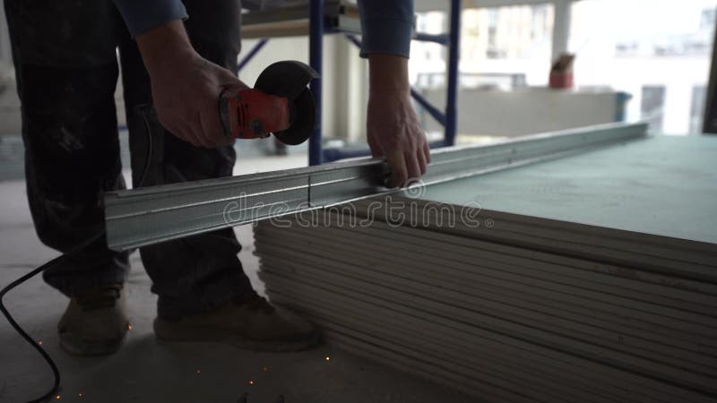 Workers Fitting Panel into Frame of Ceiling. Stock Footage - Video of ...