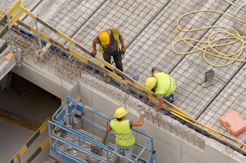 Workers on the Foundation of a Building Working in Team Editorial Image ...