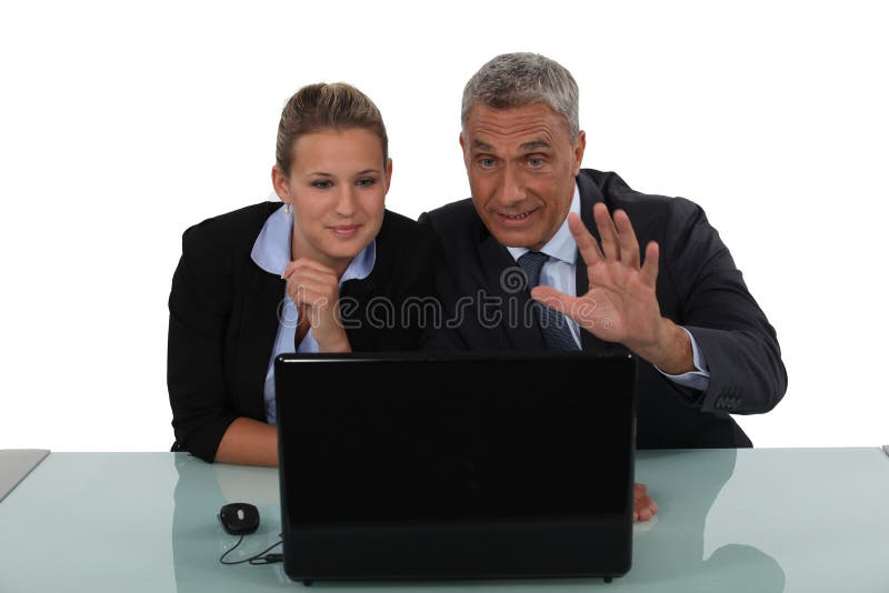 Workers in Front of Computer Stock Image - Image of front, mature: 37027987