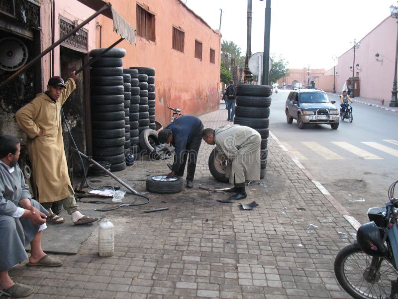Workers at Garage in Marrakesh, Morocco Editorial Stock Image - Image ...