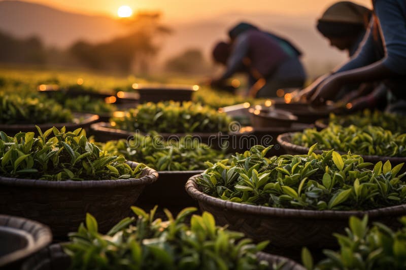 .workers Gathering Ceylon Tea on Green Plantation Stock Photo - Image ...
