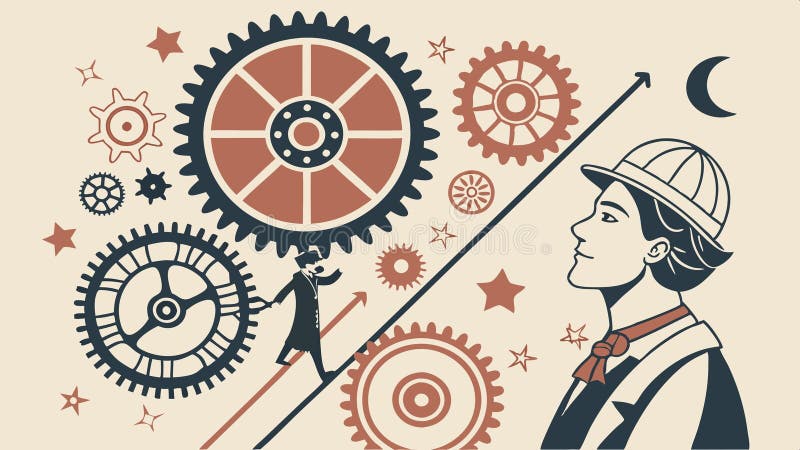 Workers with Gears and Tools, Industry and Teamwork Concept ...