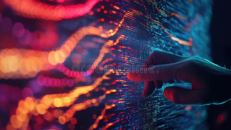 Workers Gloved Hand Adjusting a Hightech Neural Network Panel with ...