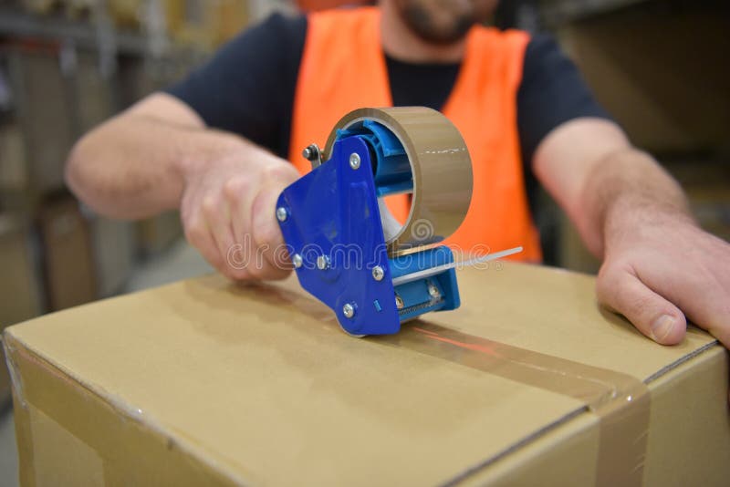 Workers in a Goods Warehouse in the Retail Trade Packaged a Package ...