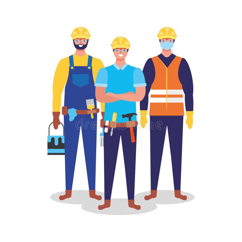 Workers Group with Personal Protective Equipment Stock Vector ...