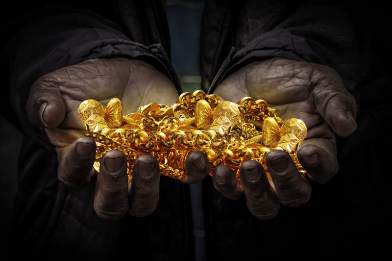 Workers hand carry gold stock photo. Image of rough, farmer - 73460122