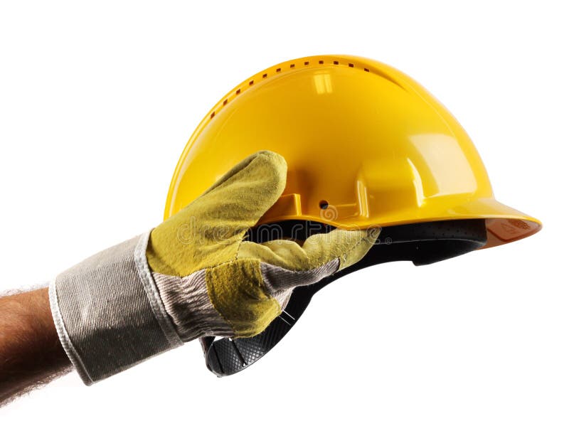 Workers Hand Holding Hard Hat Stock Image - Image of holding, safety ...