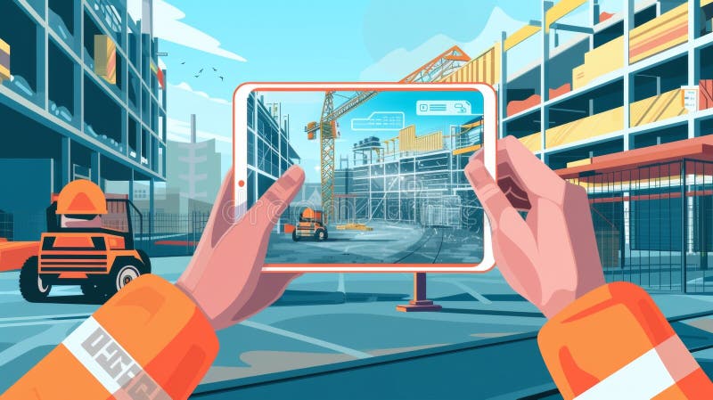 A Workers Hand Holding a Tablet with an Augmented Reality App ...