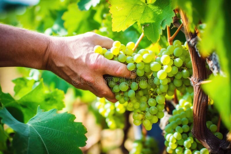 Workers Hands Picking Fresh Grapes Off a Lively Vine Stock Image ...