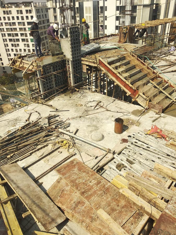 Construction Work RCC Rain Forcement Shuttering Work Editorial Stock ...