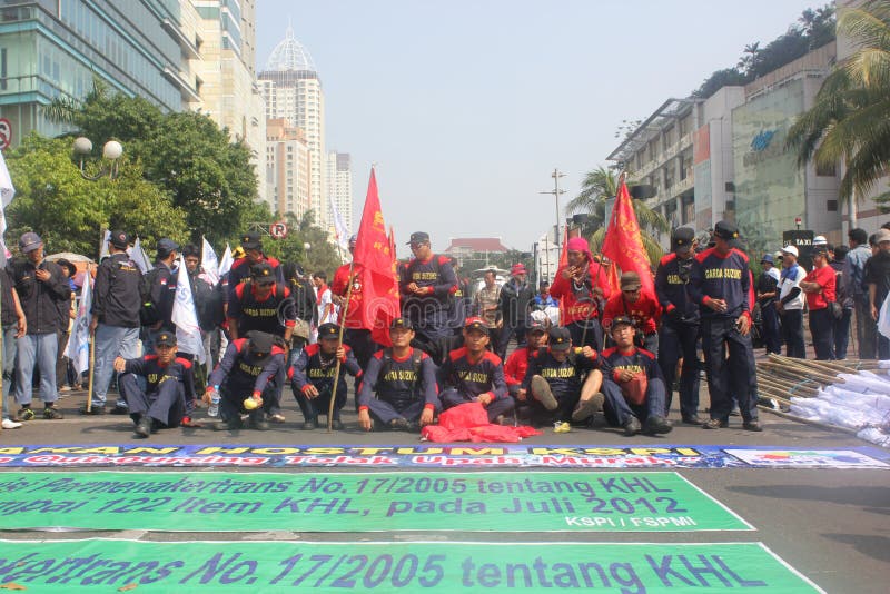 Workers Held Demonstration in Jakarta Editorial Stock Photo - Image of ...