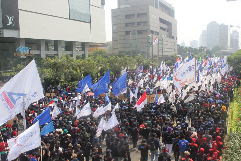 Workers Held Demonstration in Jakarta Editorial Image - Image of ...