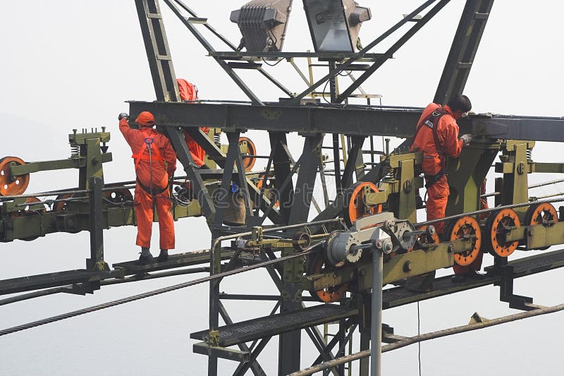Tower workers stock image. Image of climbers, telephone - 4913619
