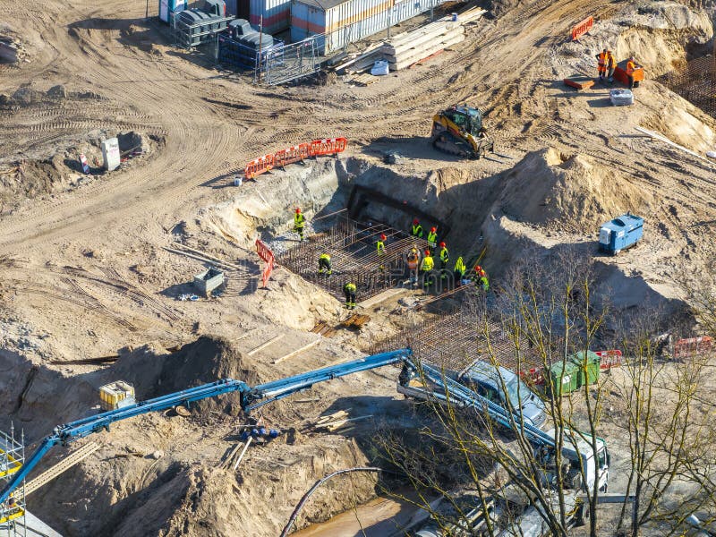 Active Construction Site with Workers and Equipment in Riga, Latvia ...
