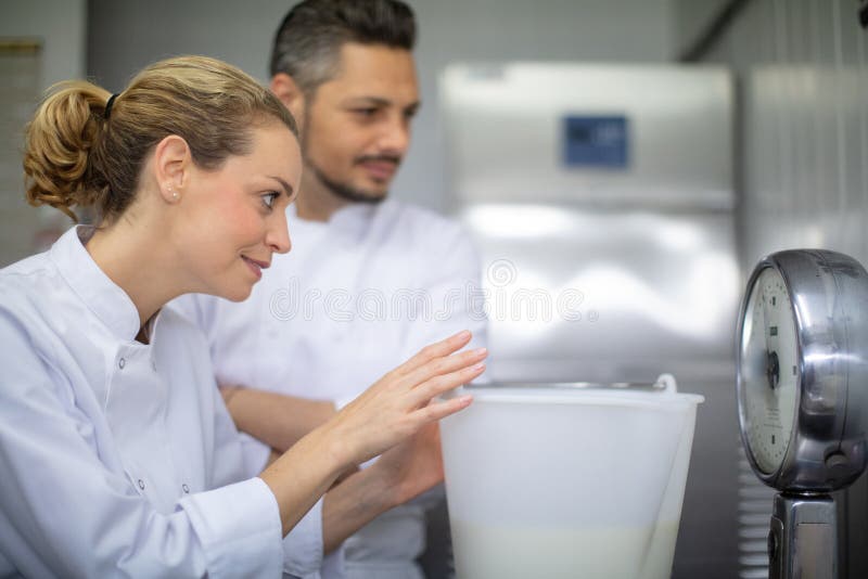 Workers during Ice Cream Production Stock Image - Image of cooking ...