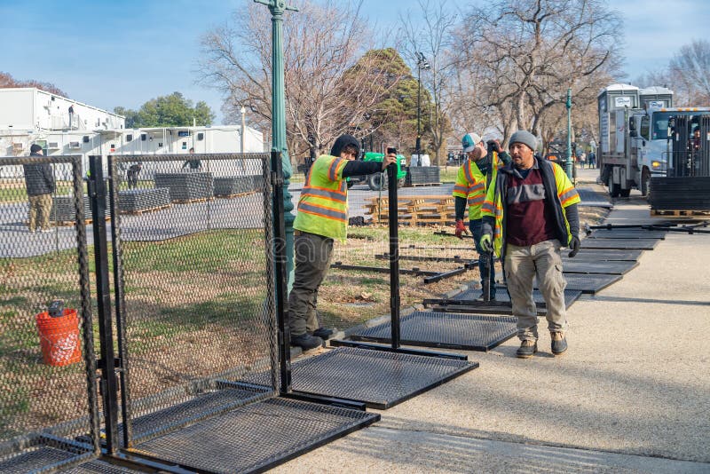 Workers Install Barriers Around the Capitol Building in Washington, D.C ...