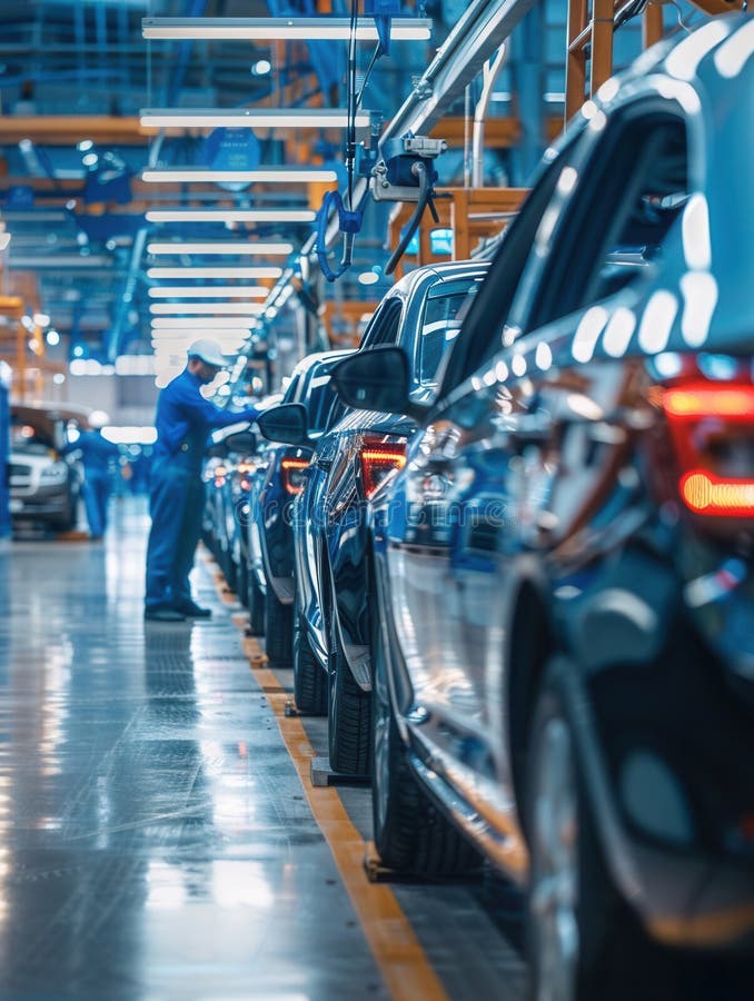 Workers Install and Inspect Interior Components of Vehicles on the ...