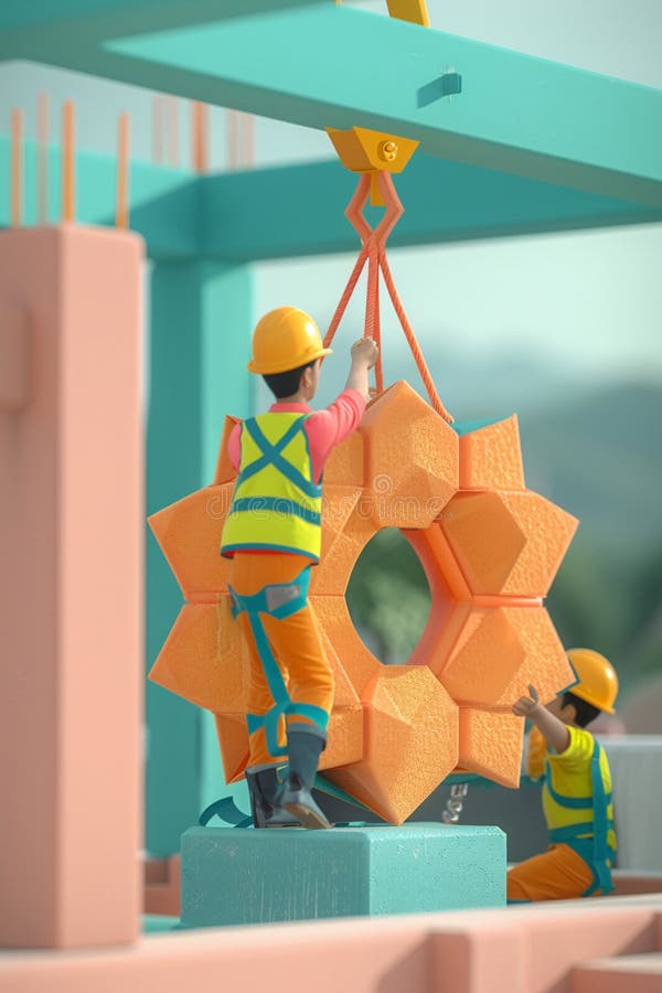 Workers Installing Modular Components in a Construction Project that ...