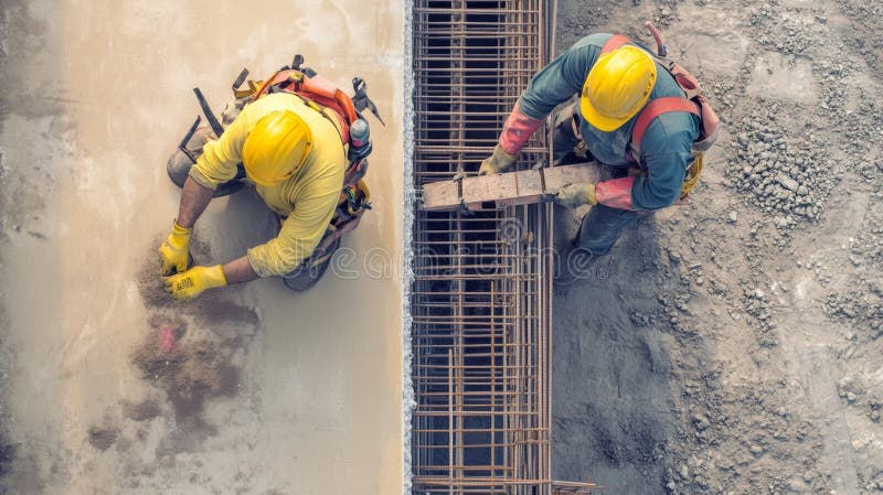 Workers Installing Polystyrene Foam Insulation Panels on Construction ...