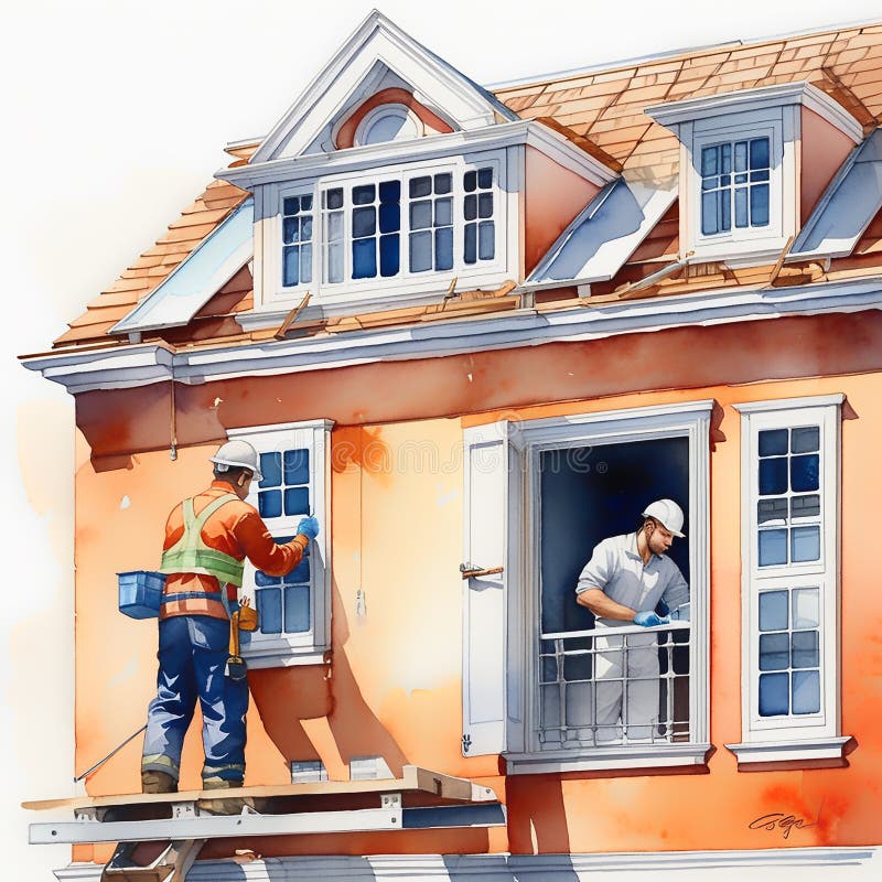 Workers Insulating a House. Installation of Panels on the Outside of ...