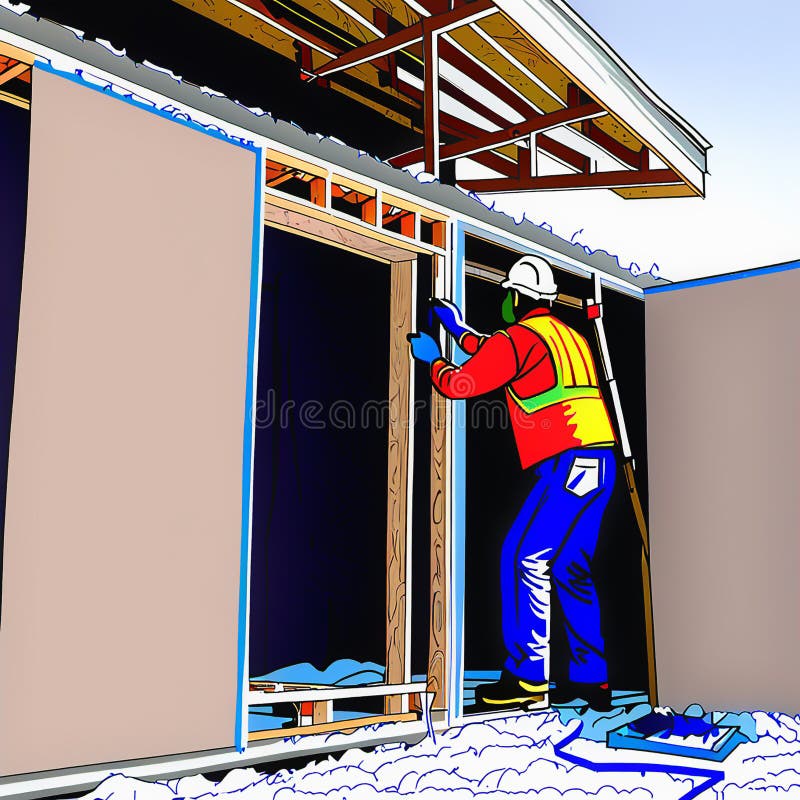 Workers Insulating a House. Installation of Panels on the Outside of ...