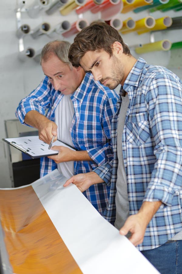 Workers with Large Printer Format Inkjet Working Stock Photo - Image of ...