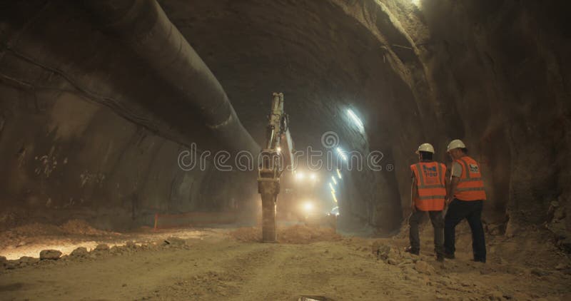 Workers in a Large Scale Tunnel Construction Project Stock Video ...