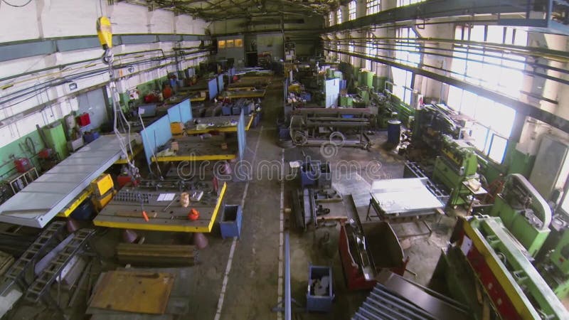Workers are in Large Workshop in Factory. Aerial Stock Footage - Video ...
