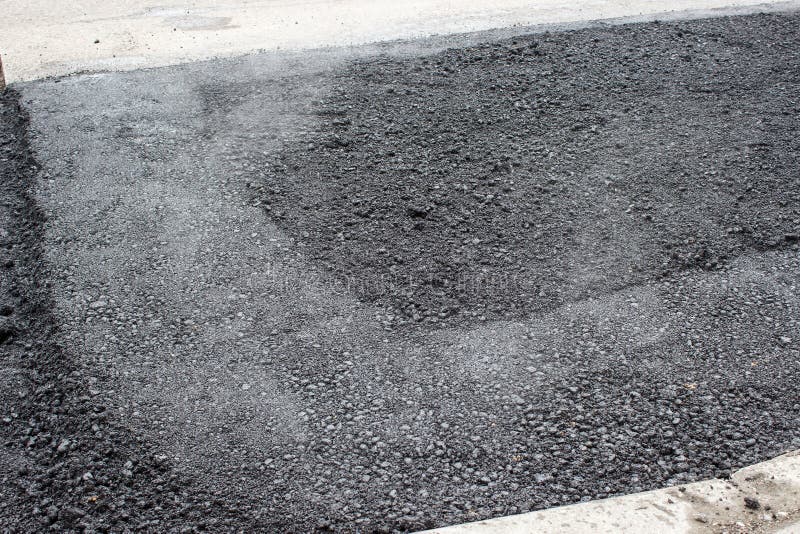Workers Laying Hot Asphalt on the Road Surface Stock Photo - Image of ...