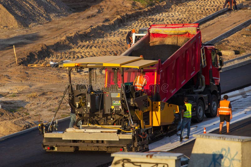 Workers Making Asphalt with Shovels at Road Constructio Editorial Image ...