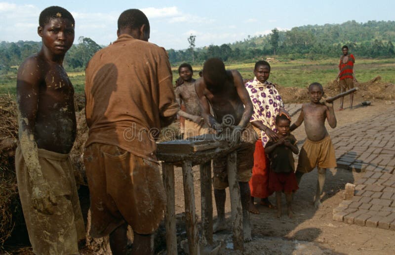 Workers Making Bricks in Rwanda. Editorial Stock Photo - Image of male ...
