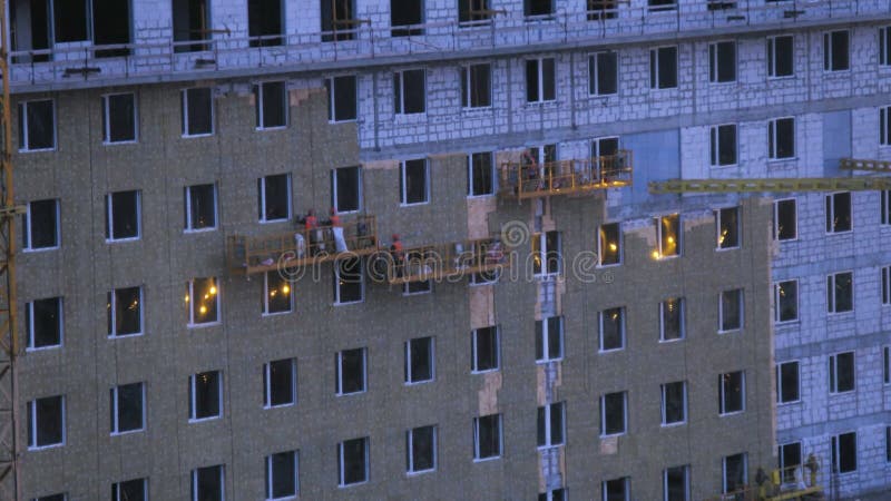 Workers Making Insulation High-rise Building while Stock Video - Video ...