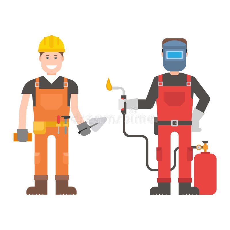 Workers man vector set. stock vector. Illustration of electrician ...