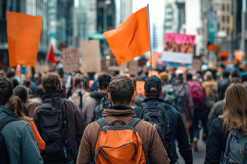 Workers Marching Together in Peaceful May Day Protest Stock ...