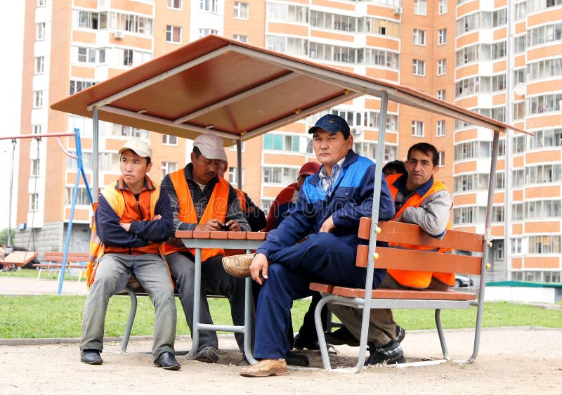 Workers in Orange Uniform are Resting in a Break. Editorial Stock Photo ...