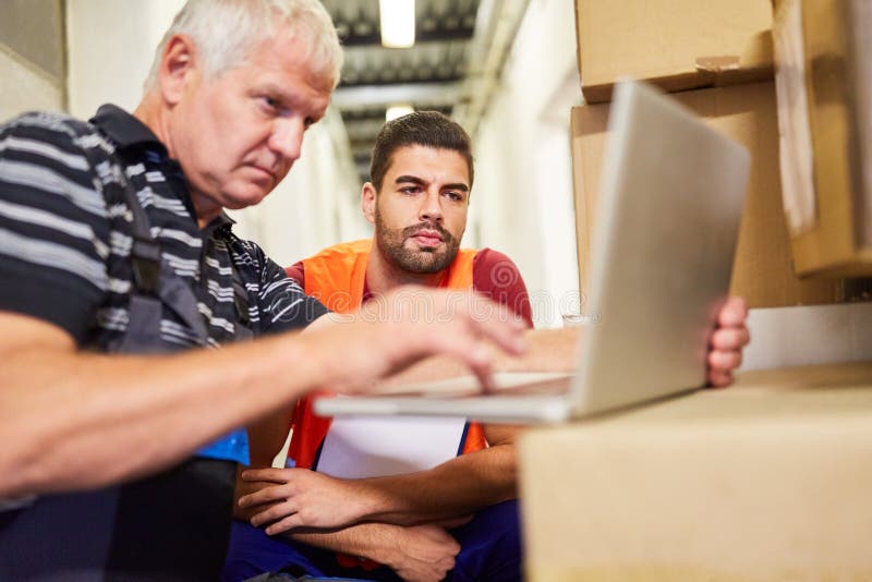 Worker and Order Picker on Laptop Computer Stock Image - Image of ...