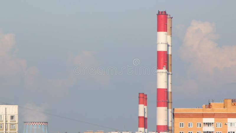 Workers Painted Pipe Factory, Clouds Running in Stock Video - Video of ...
