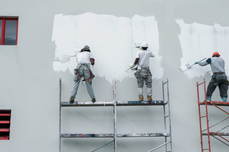 Workers Painting a Building Wall Stock Photo - Image of painting ...