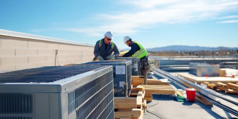 Workers Install Ductwork for HVAC Systems To Ensure Proper Air ...