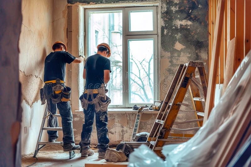 Workers are Working on the Construction of a New House. Stock ...