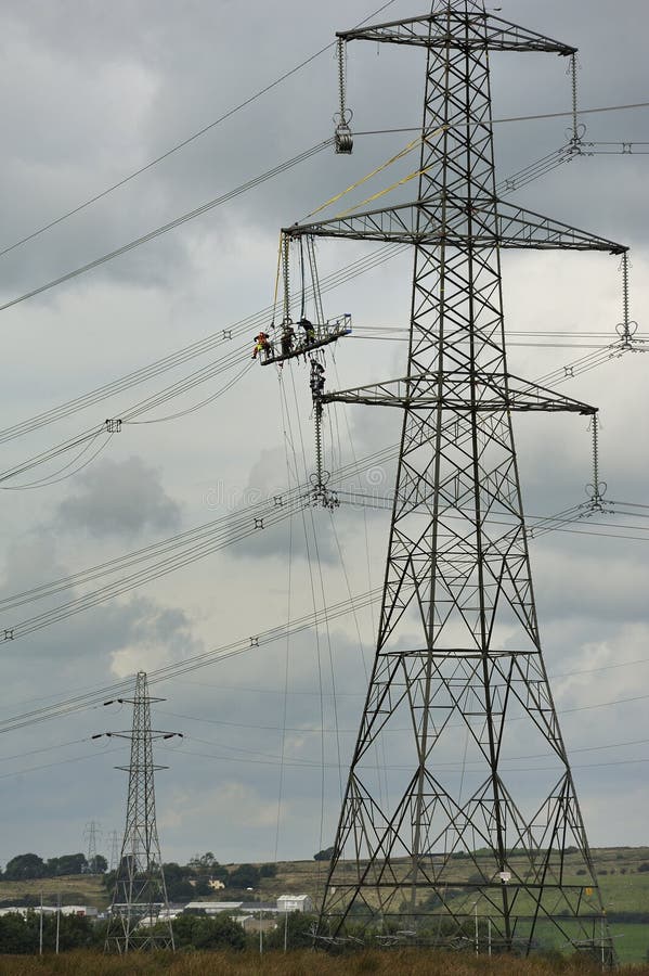 Overhead Power Lines Being Changed Editorial Stock Photo - Image of ...