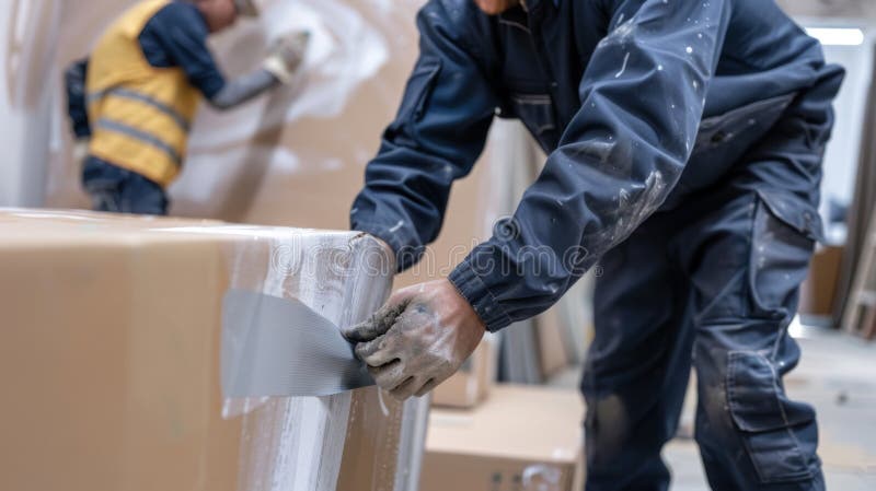 The Warehouse Workers Pack Boxes. AI Generated Stock Photo - Image of ...