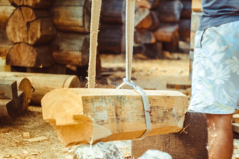 Workers Build a House of Logs Stock Image - Image of housebuilding ...
