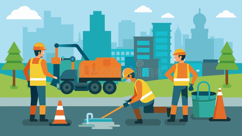 Workers Repairing and Upgrading the Citys Sewer System Using Advanced ... Workers Repairing and Upgrading the Citys Sewer System Using Advanced ...