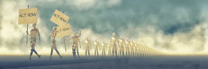 Workers Revolution Concept Starring Robots in a Demonstration Stock ...