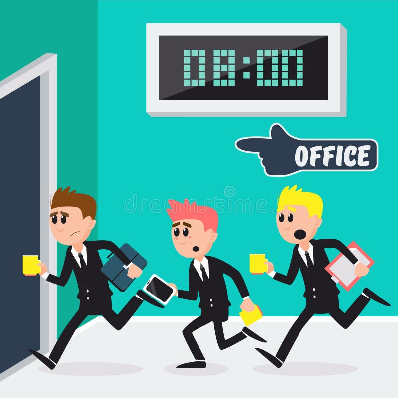 Workers Running To Office. Businessmen Going To Work Stock Vector ...