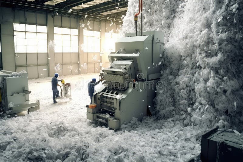 Workers Shredding Documents in Secure Paper Shredding Facility ...