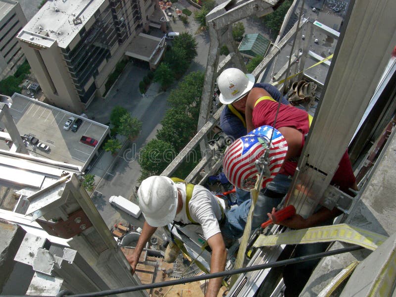 Workers on Side of Skycraper Editorial Stock Photo - Image of ...