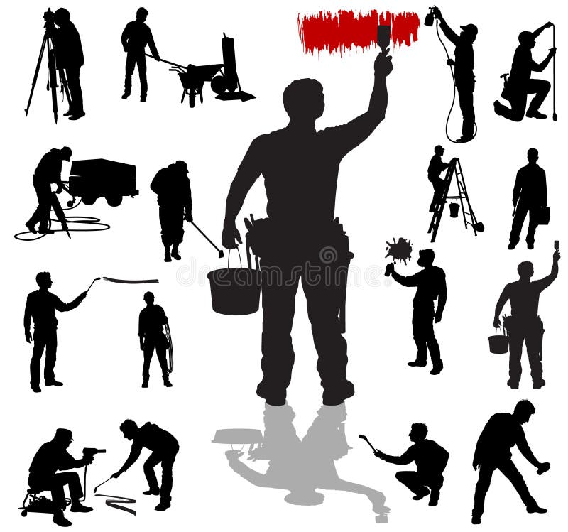 Workers silhouettes stock vector. Illustration of group - 12352547