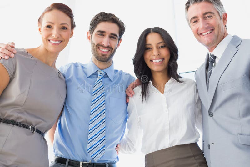 Workers Smiling while Standing Together Stock Image - Image of american ...